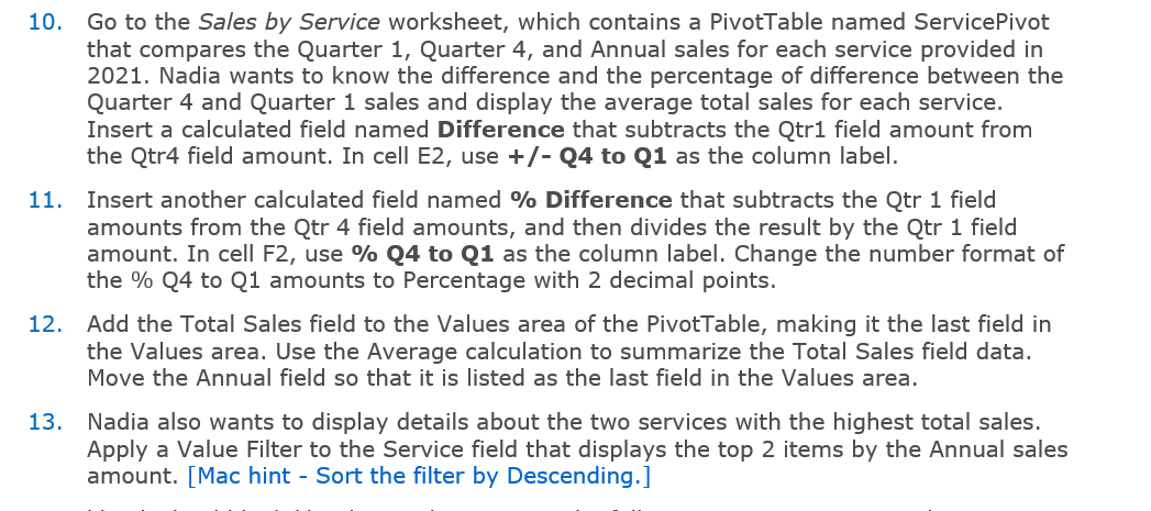 Solved 10. Go to the Sales by Service worksheet, which | Chegg.com