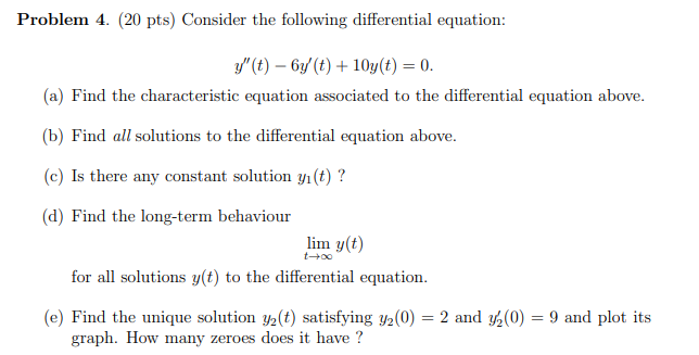 Solved Problem 4. (20 pts) Consider the following | Chegg.com