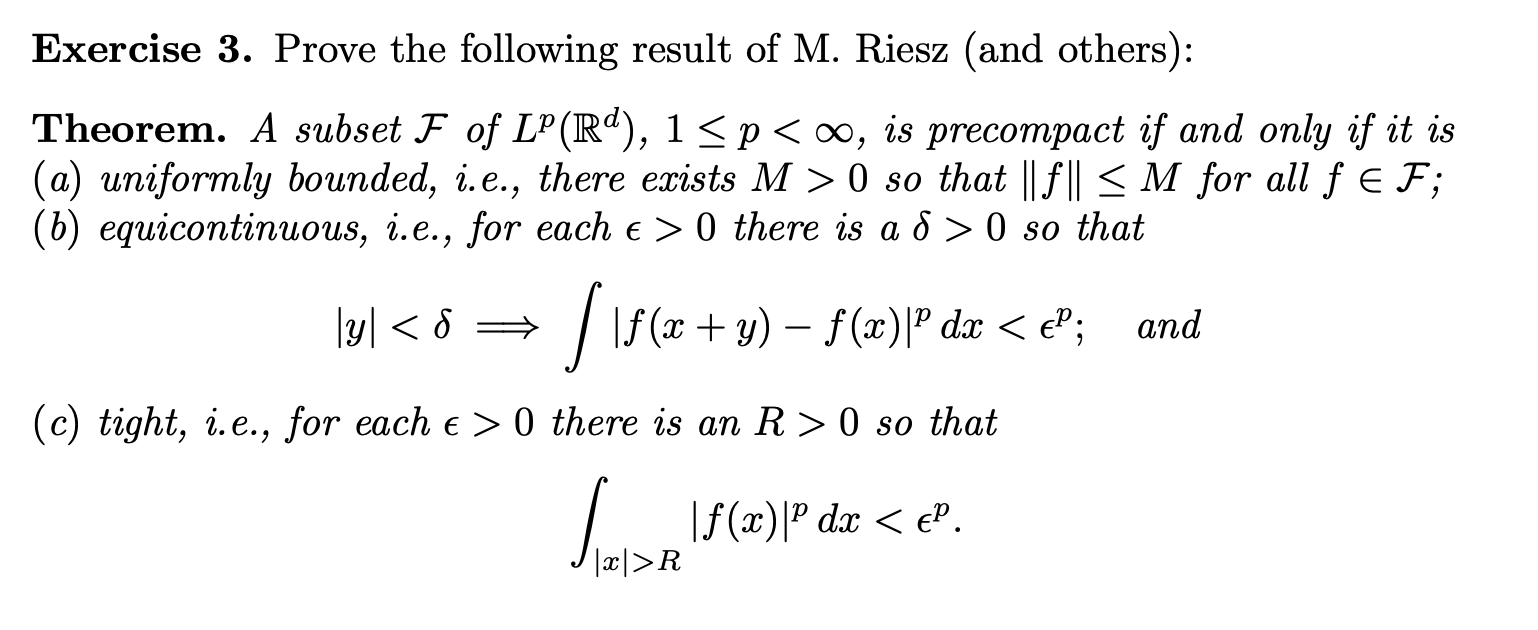Solved Exercise 3. Prove the following result of M. Riesz | Chegg.com