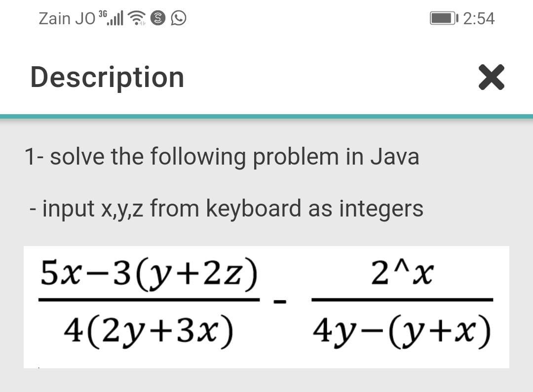 Solved Zain JO 36 ]: 2:54 Description X 1- solve the | Chegg.com