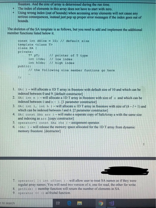 Solved How to create a template of a class with following | Chegg.com