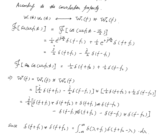 Solved Using the convolution property, find the spectrum | Chegg.com