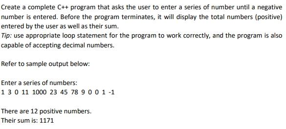 Solved Create a complete C++ program that asks the user to | Chegg.com