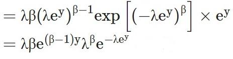 Solved =λβ(λey)β−1exp[(−λey)β]×ey=λβe(β−1)yλβe−λey | Chegg.com