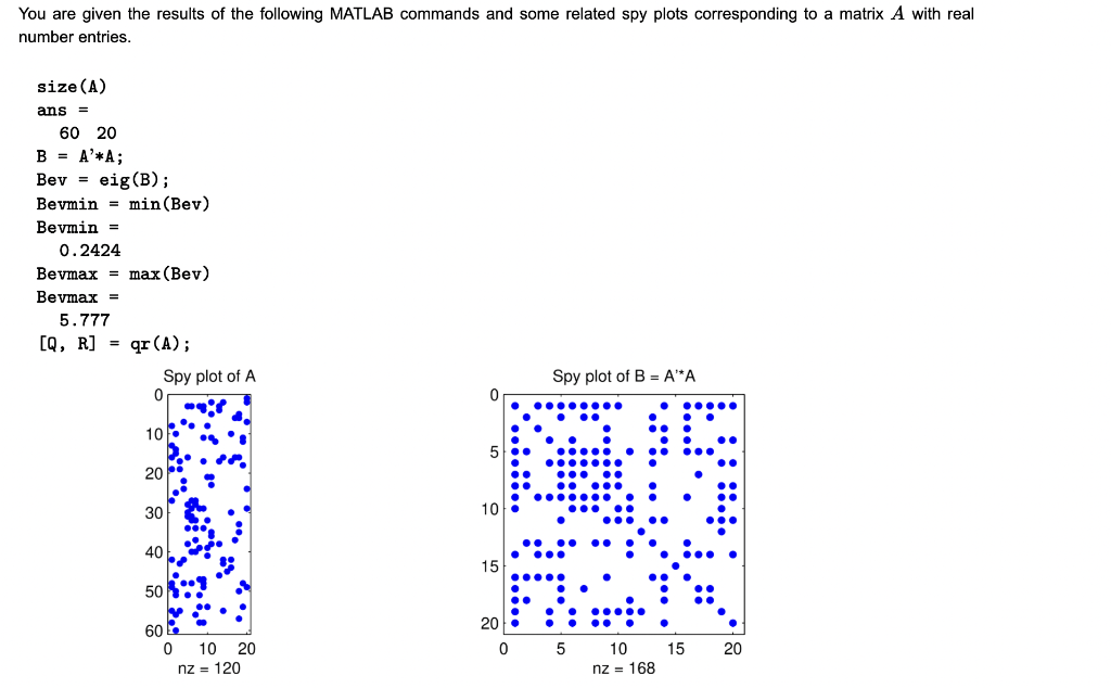 Solved You are given the results of the following MATLAB | Chegg.com
