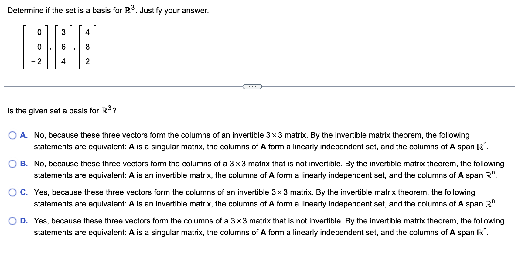 Solved Determine if the set is a basis for R3. Justify your | Chegg.com