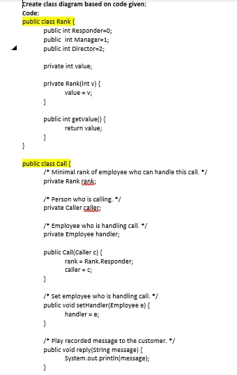 Create class diagram based on code given: Code: | Chegg.com