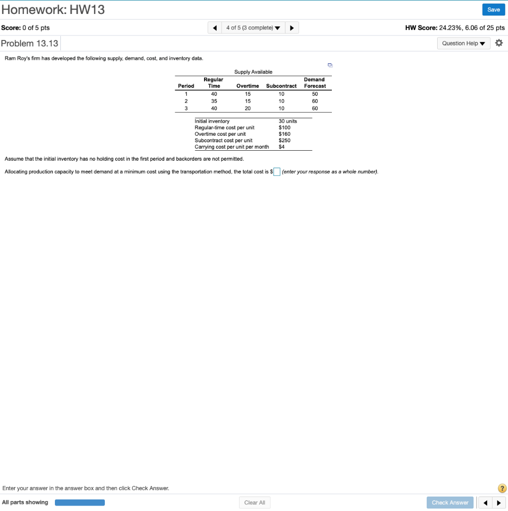 Solved Homework: HW13 Save Score: 0 of 5 pts 4 of 5 (3 | Chegg.com