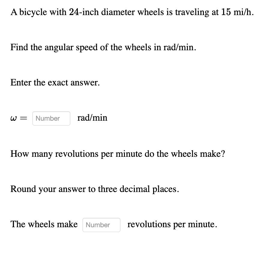 Solved A bicycle with 24 -inch diameter wheels is traveling | Chegg.com