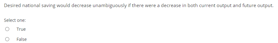 Solved Desired national saving would decrease unambiguously | Chegg.com