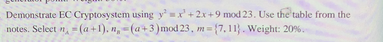 Solved Demonstrate EC Cryptosystem using y = x + 2x + 9 mod | Chegg.com