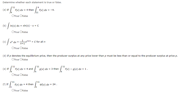 Solved Determine whether each statement is true or false. | Chegg.com