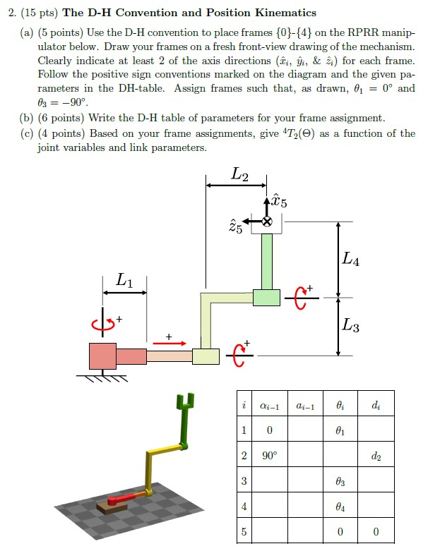 2. (15 pts) The D-H Convention and Position | Chegg.com