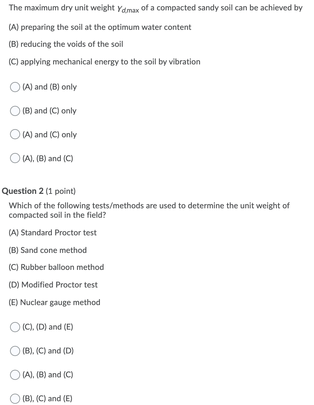 Solved The maximum dry unit weight Yd,max of a compacted | Chegg.com
