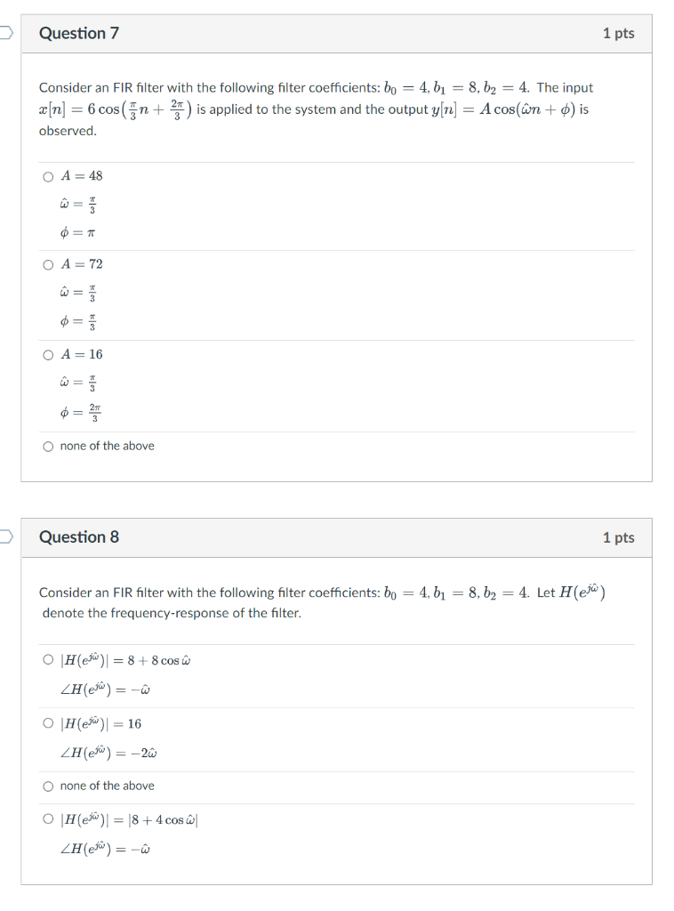 Solved Consider an FIR filter with the following filter | Chegg.com