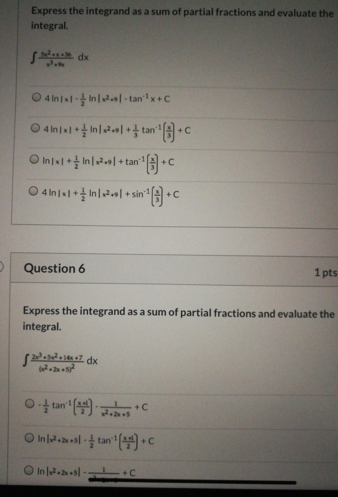 Solved Express the integrand as a sum of partial fractions | Chegg.com