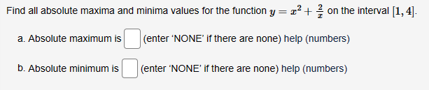 Solved Find all absolute maxima and minima values for the | Chegg.com