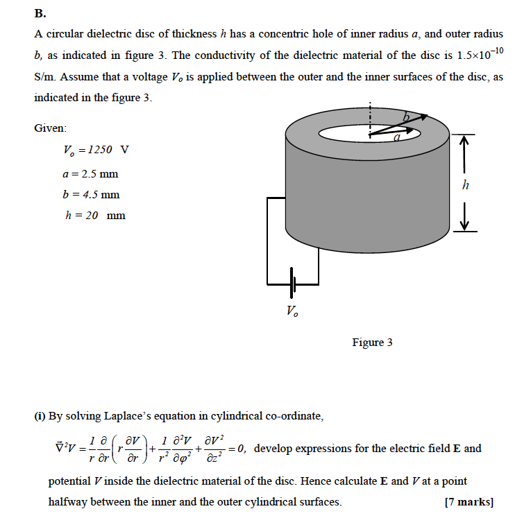 Solved в. A circular dielectric disc of thickness h has a | Chegg.com