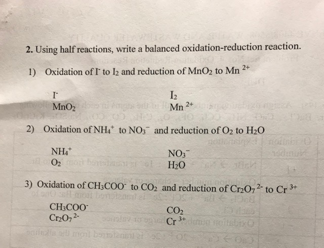 Solved 2. Using half reactions, write a balanced | Chegg.com