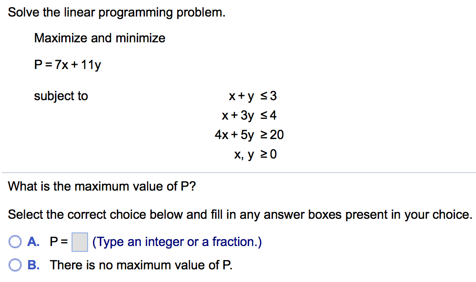 Solved Solve the linear programming problem. Maximize and | Chegg.com
