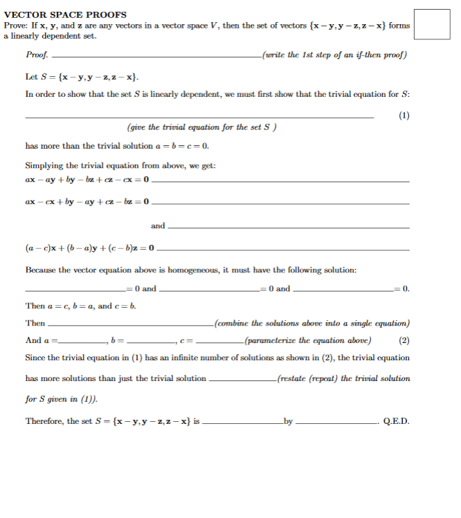 Vector Space Proof