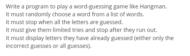 Solved Make the hangman game using java, In the list just | Chegg.com