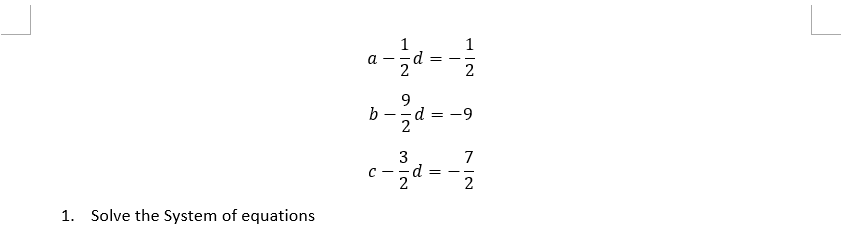 Solved 1 a d 2 b 9 d = -9 7 3 C-Ed 2 2 1. Solve the System | Chegg.com