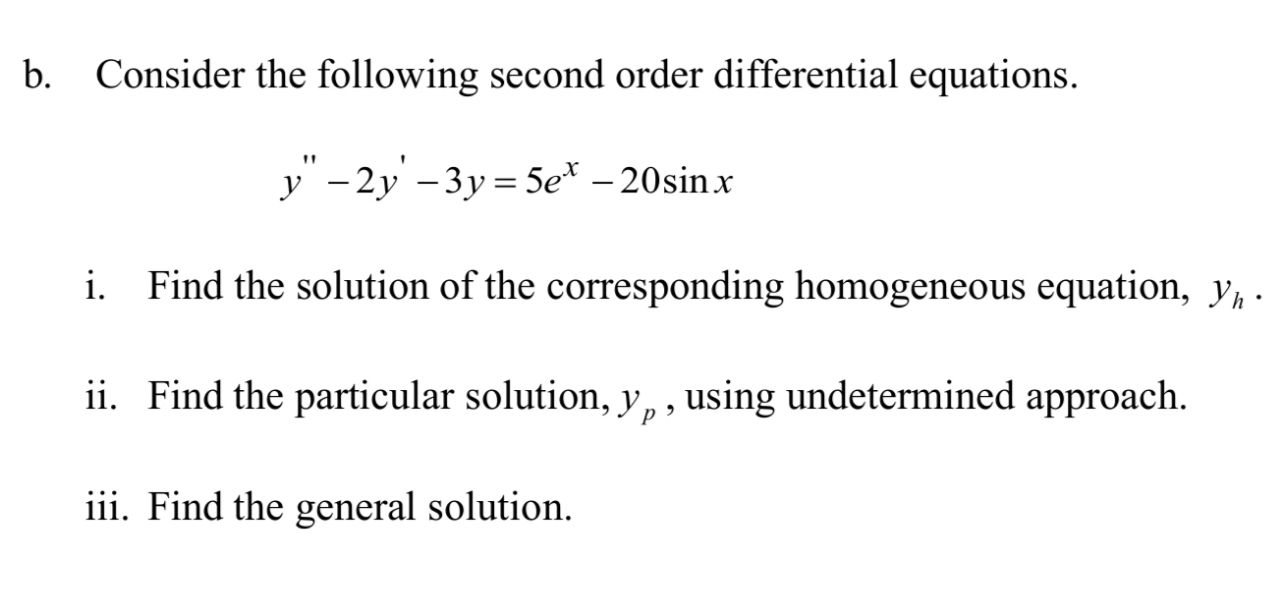 Solved helpb. Consider the following second order | Chegg.com