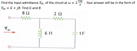 Solved by an EXPERT Find the input admittance Yin of ﻿the circuit | Chegg.com
