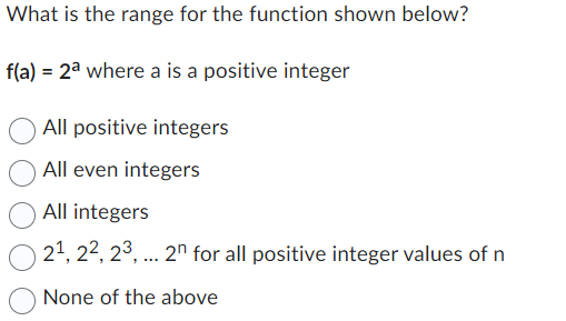Solved What is the range for the function shown below? | Chegg.com