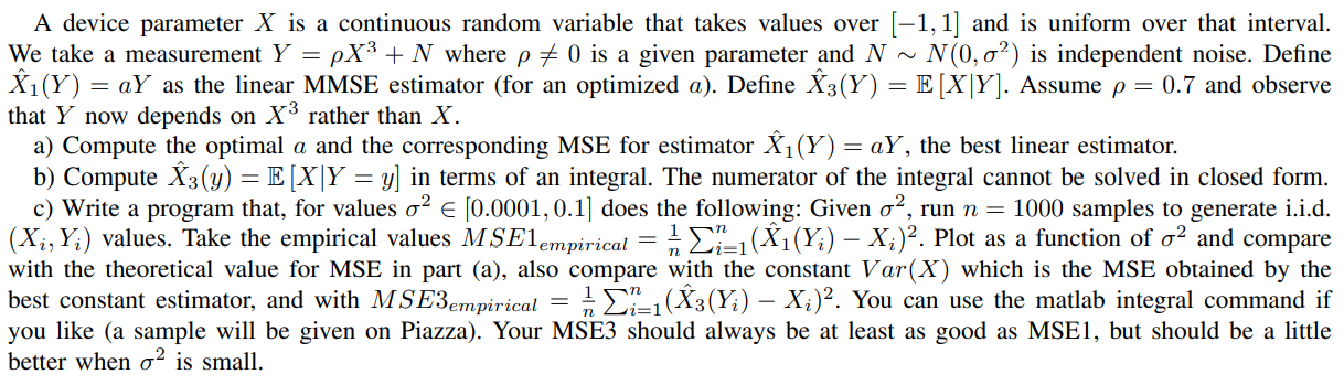 A device parameter X is a continuous random | Chegg.com