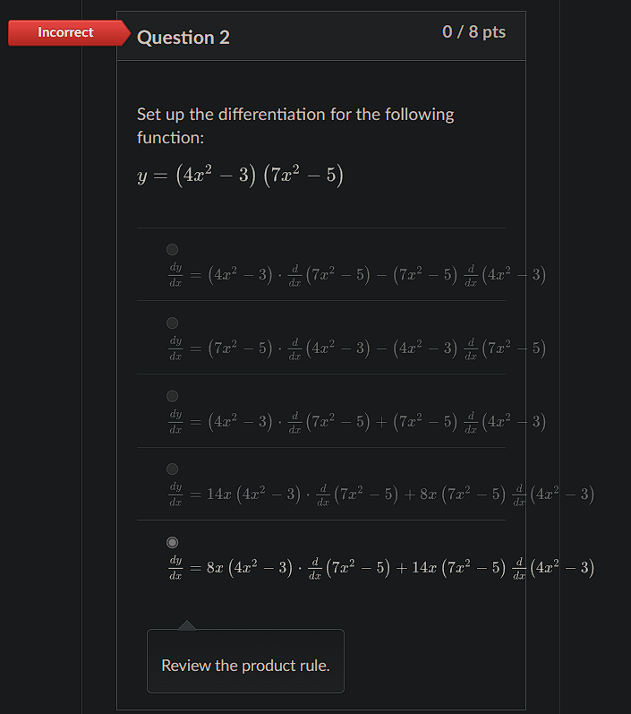 Solved Set up the differentiation for the | Chegg.com