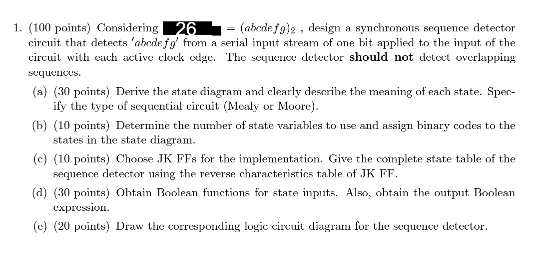 Solved (100 ﻿points) ﻿Considering 26=(abcdefg)_(2), ﻿design | Chegg.com