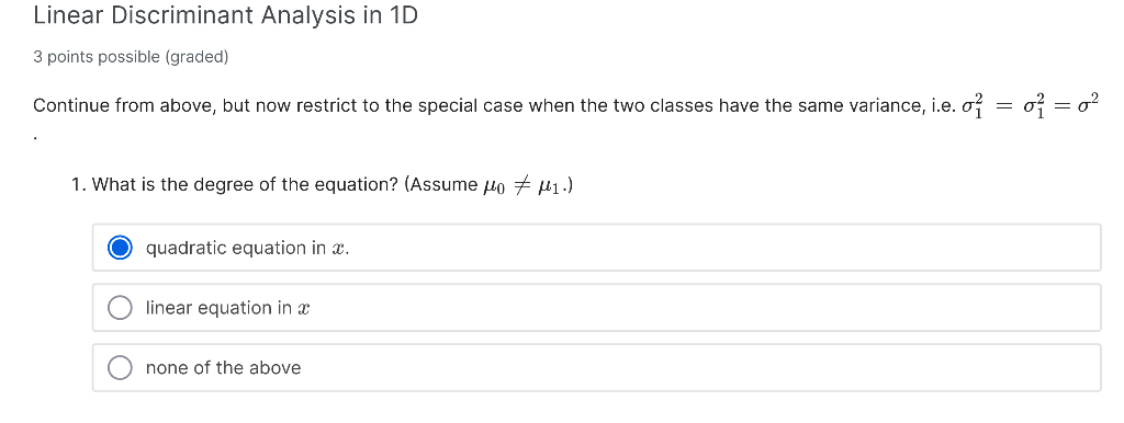 Solved Decision boundary for quadratic discriminant analysis | Chegg.com