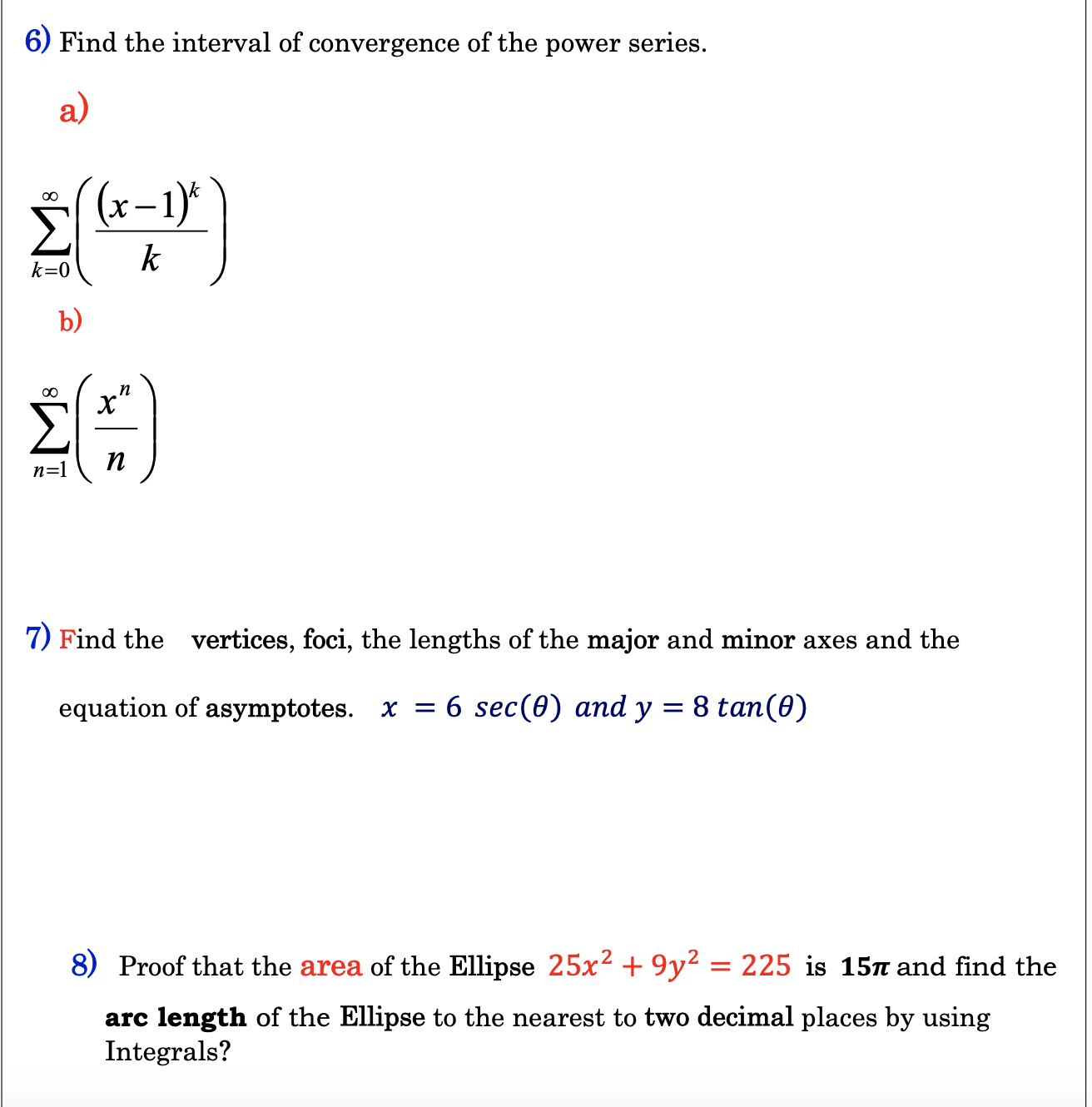 Solved 6.) Find the interval of convergence of the power | Chegg.com