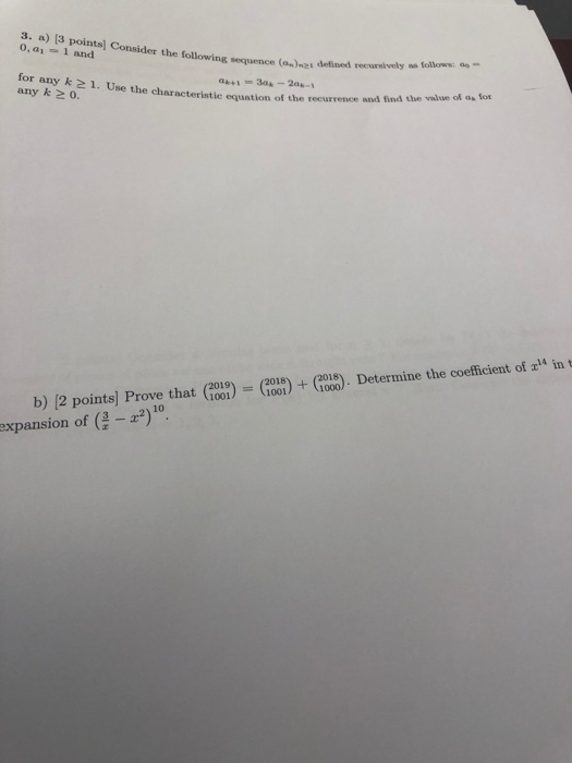 Solved 3. a) [3 pointsl Consider the following secquence | Chegg.com
