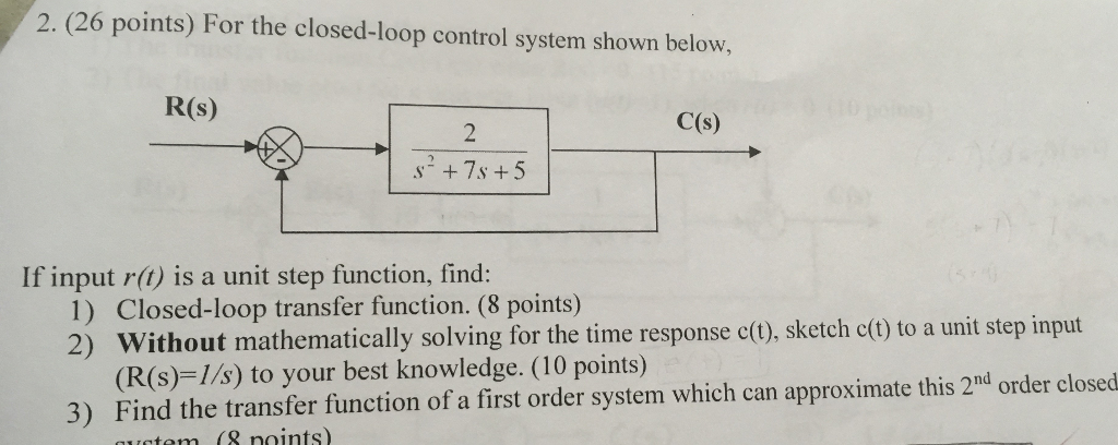 Solved 2. (26 points) For the closed-loop control system | Chegg.com
