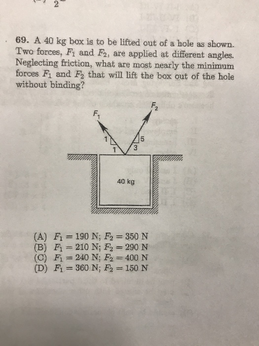 Solved 69. A 40 kg box is to be lifted out of a hole as | Chegg.com