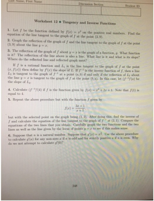 Solved Last Name, First Name Discussion Section Student ID | Chegg.com