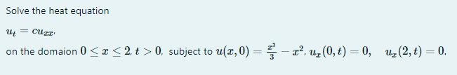 Solved Solve the heat equation ut=cuxx on the domaion | Chegg.com