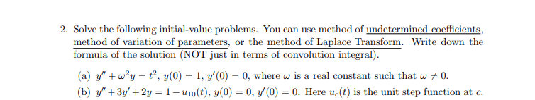 Solved 2. Solve the following initial-value problems. You | Chegg.com