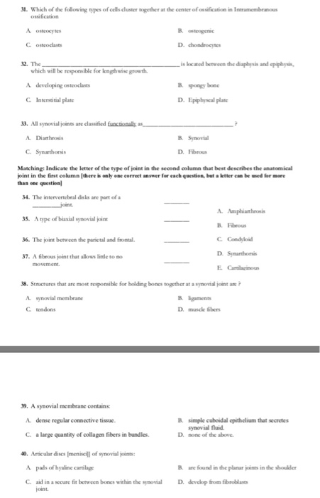 Solved 31. Which of the following types of cells cluster | Chegg.com