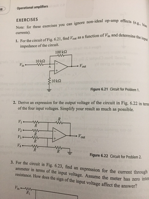 Solved Operational amplifiers EXERCISES Note: for these | Chegg.com