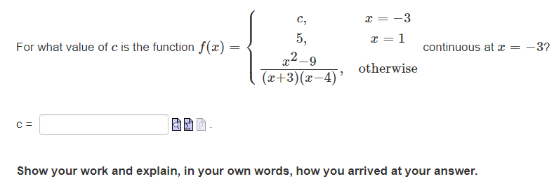 Solved For what value of c is the function | Chegg.com