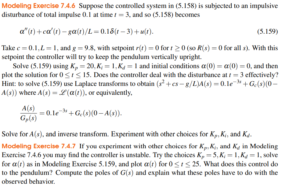 Modeling Exercise 7.4.6 Suppose the controlled system | Chegg.com