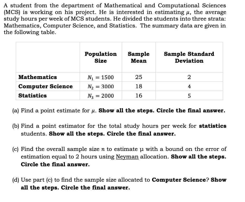 A student from the department of Mathematical and | Chegg.com