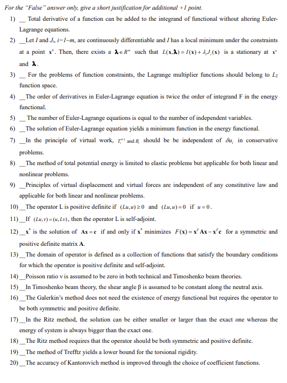 Solved T/F questions please let me know if these | Chegg.com
