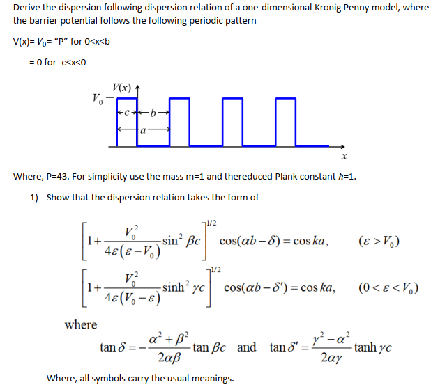 Solved Derive the dispersion following dispersion relation | Chegg.com