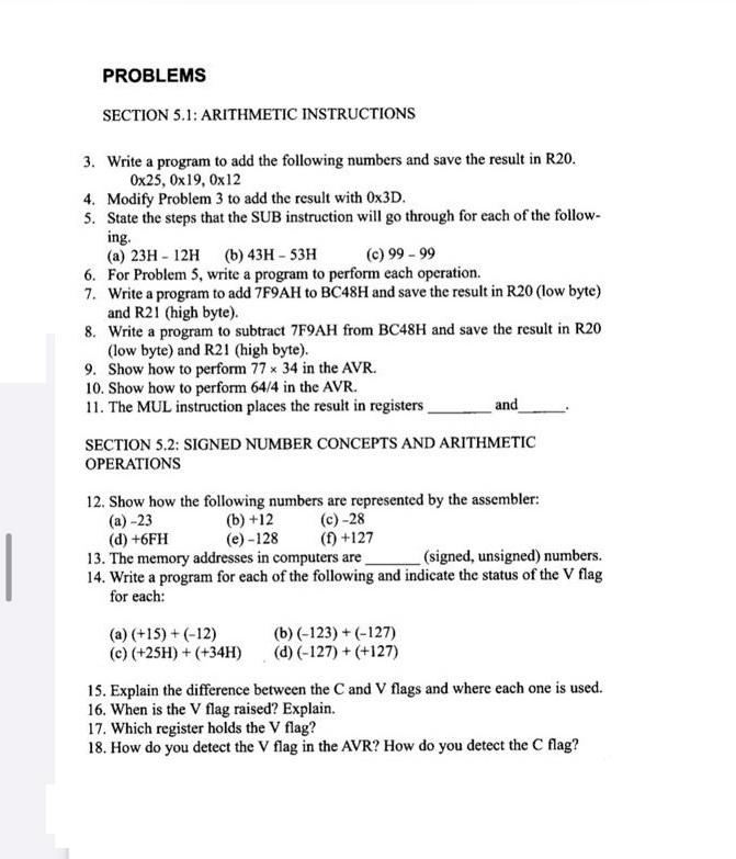 Solved PROBLEMS SECTION 5.1: ARITHMETIC INSTRUCTIONS 3. | Chegg.com