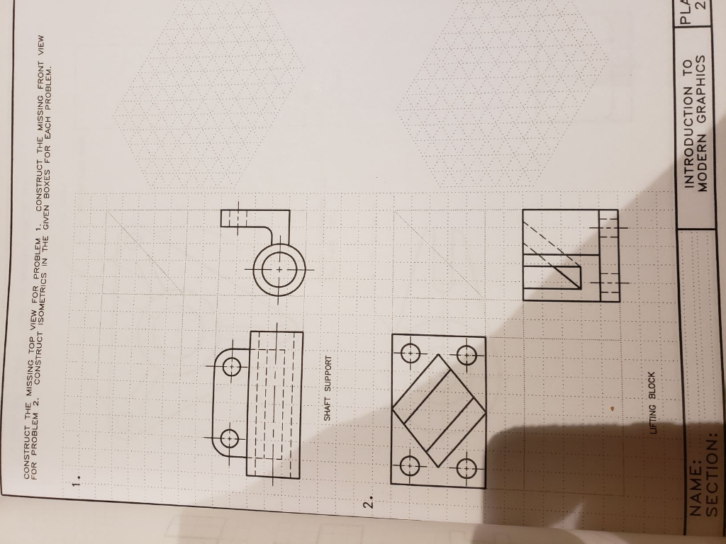 Solved Construct the missing top view for problem 1. | Chegg.com